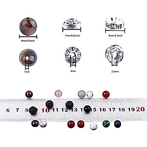 Colle Stone Bead for Jewelry Making 8mm 418pcs DIY Bracelet Beads Kit with Natural Lava Stone, Charms, Finishings&2 Strings for Women/Men Jewelry Making Kits