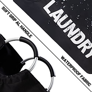 Lilyfantasy 160L XXX-Super Large Laundry Baskets, Laundry Hamper with Padded Handles, Tall Laundry Basket Stand Up Well, Foldable Round Laundry Bag for Easy Storage（Black）