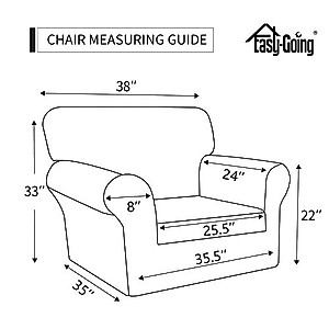 Easy-Going 2 Pieces Microfiber Stretch Chair Slipcover – Spandex Soft Fitted Sofa Couch Cover Washable Furniture Protector with Elastic Bottom Kids Pet Wine