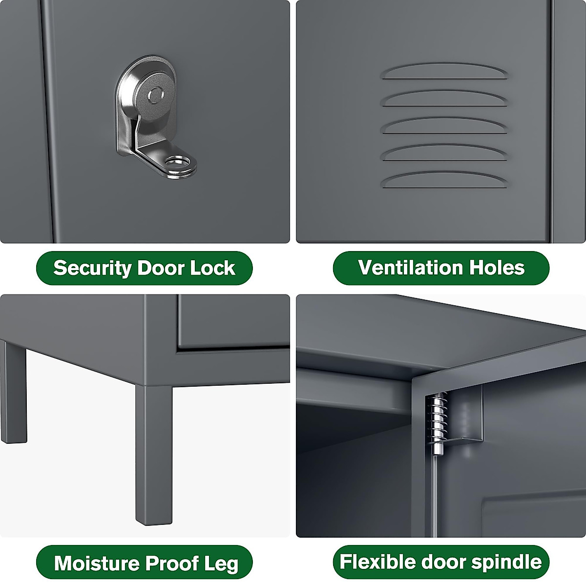 SUPEER Metal Lockers for Employees with 18 Door,Metal Storage Locker with Lock for School Garage Gym Office Home Bedroom,Assembly Required,18 Doors Dark Grey