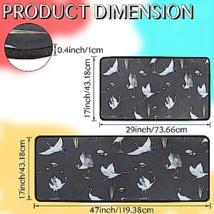 Red-Crowned Crane Kitchen Mat 2 PCS Waterproof Non-Slip Ergonomic Comfort Mat Anti Fatigue Kitchen Rug for Kitchen Floor Home Office Sink 47"X17"+29"X17" Inch