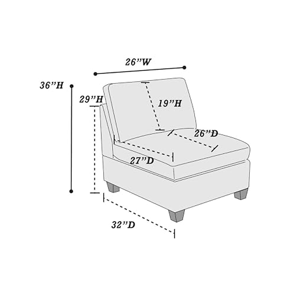 Wycian Boho High Chair, Dining Chair 20 Inch Seat Height 1PC Coffee Seat Height 20" Armless Chair Fabric 32.00" L 26.00" W 35.00" H for Living Room