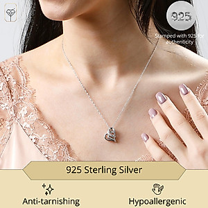 MAX + STONE 1/6 Carat Natural Diamond Love Wrapped Dancing Diamond Heart Pendant Necklace for Women | 18” Sterling Silver Diamond Necklace for Women | Real Diamond Heart Necklace for Women