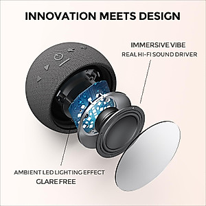 Housbay White Noise Sound Machine with Night Light, Nature Sounds, Breathing Light, Round Screen Glow with Music, Auto-Off Timer, Sleep Noise Machine for Sleeping, Adults, Kids & Baby - Fabric