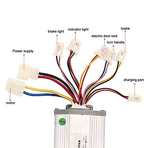 VGEBY Electric Bike Controller Throttle Grips Kit, 24V 800W E Bike Brush Motor Controller Kit with Brake Handle Switch and Charging Port for Electric Scooter Tricycles