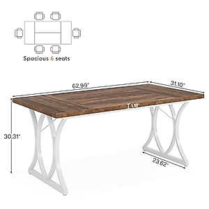 LITTLE TREE 63 “ Dx31“W x 30“ H Executive Desk, Farmhouse Large Computer Home Office Desk, Small Conference Room Table for 4-6 Person
