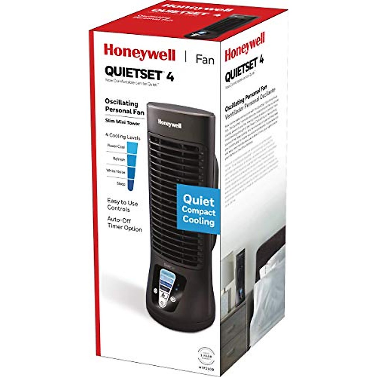 Honeywell HTF210B QuietSet Personal Table Fan, Black – Oscillating Personal Fan with Quiet Operation and 4 Levels of Power and Sound