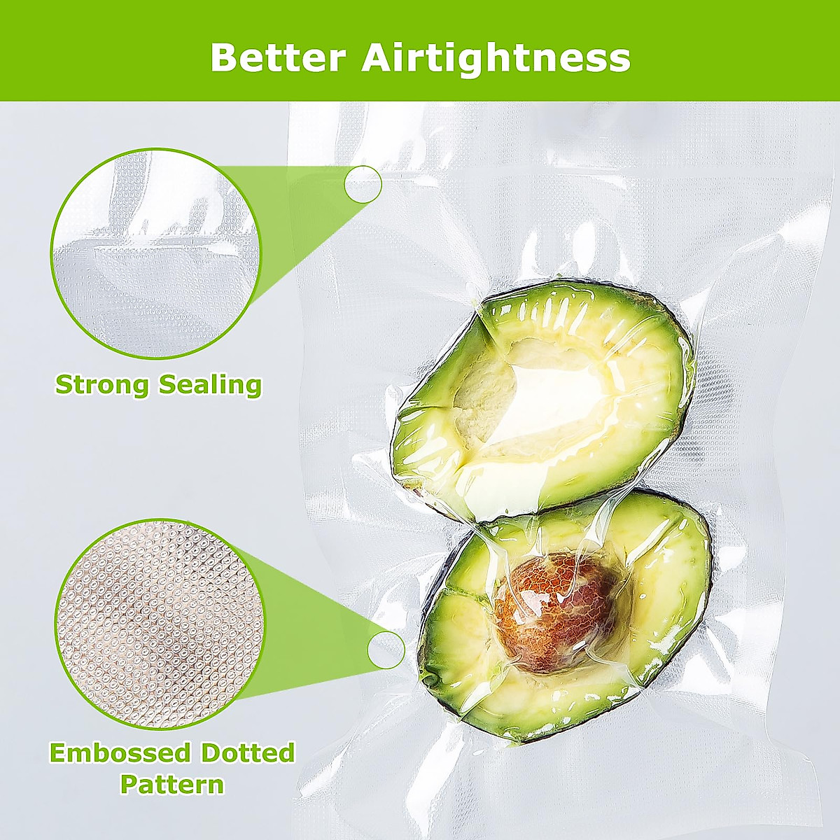 Bonsenkitchen Vacuum Sealer Bags Rolls, 8 in x 50 ft Rolls 2 pack Durable Food Sealer Bags, Commercial Grade, Heavy Duty, BPA Free, Seal a Meal, Great for Food Storage & Sous Vide Cooking, VB23