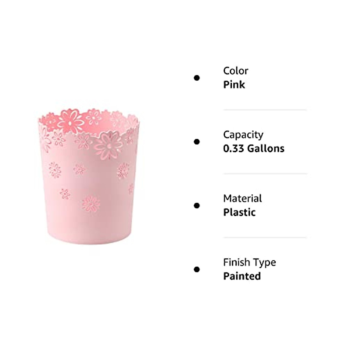 HMANE Wastebasket Super Mini, Hollow Flower Shape Plastic Lidless Wastepaper Baskets Trash Can - S, Mini Size