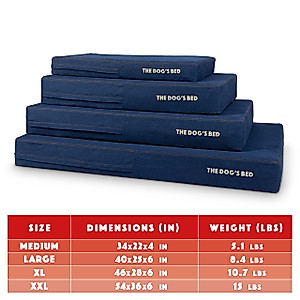 The Dog’s Bed Orthopedic Memory Foam Dog Bed, XXL Blue Denim54x36, Pain Relief for Arthritis, Hip & Elbow Dysplasia, Post Surgery, Lameness, Supportive, Calming, Waterproof Washable Cover