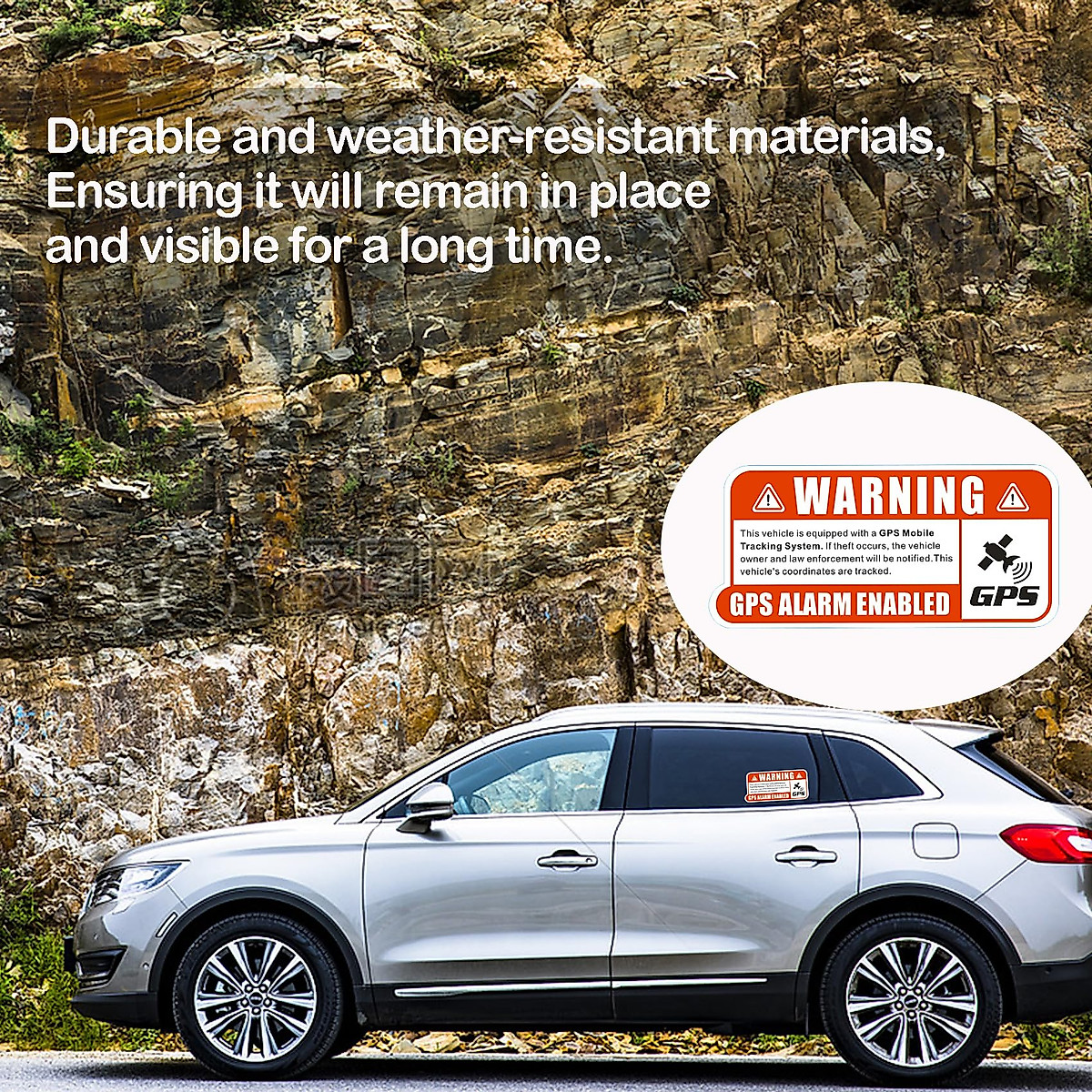 HMDZMR Anti-Theft GPS Tracking Sticker Set, Car Vehicle Stickers with GPS Tracking Warning, Self Adhesive Car Decals for Bicycle Car Truck Trailer Vehicle Safety Bumper (6Pcs)