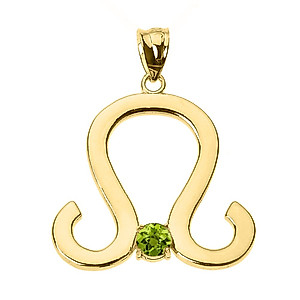 Astrology Jewelry Personalized 10k Yellow Gold Genuine Peridot August Birthstone Leo Zodiac Charm Pendant