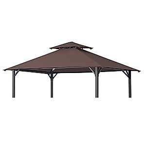 Grill Gazebo Replacement Canopy Top Roof, EasyLee 5x8 Canopy Top Cover, Double Tiered BBQ Gazebo Cover, Fits for Gazebo Models L-GG001PST and L-GZ238PST(Brown)