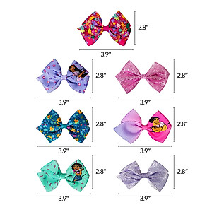 Disney Encanto Bow Bundle 7 Pcs 4 Inch Bundle - Hair Bows for Girls - Different Encanto Image on Each Clip - Alligator Clip - Ages 3+ Hair Accessories Bows for Girls