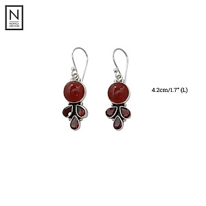 NOVICA Artisan Handmade Carnelian Garnet Dangle Earrings Colorful Fair Trade Gemstone from India Sterling Silver Red Fiesta Flame Birthstone [1.7 in L x 0.5 in W x 0.3 in D] ' Ardent Color'