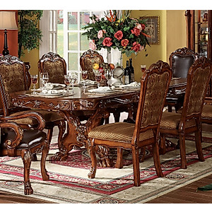 ACME Dresden Cherry Oak Dining Table with Double Pedestals