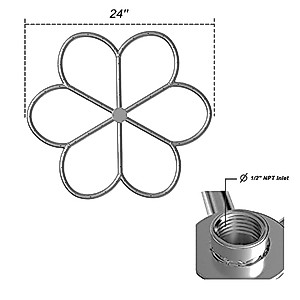 Skyflame 24-Inch Stainless Steel Fire Pit Burner Ring for Fire Pit, Natural Gas & Propane Fireplace, Max BTU 296K, Flower-Shape