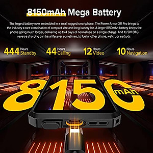 Ulefone Rugged Smartphone Unlocked Power Armor X11 Pro 8150mAh Battery, 8GB+ 64GB Android 12 Waterproof Cell Phone, 16MP Triple Camera 5.45 inch HD+ Screen, Dual SIM 4G Rugged Phone, OTG,GPS,NFC