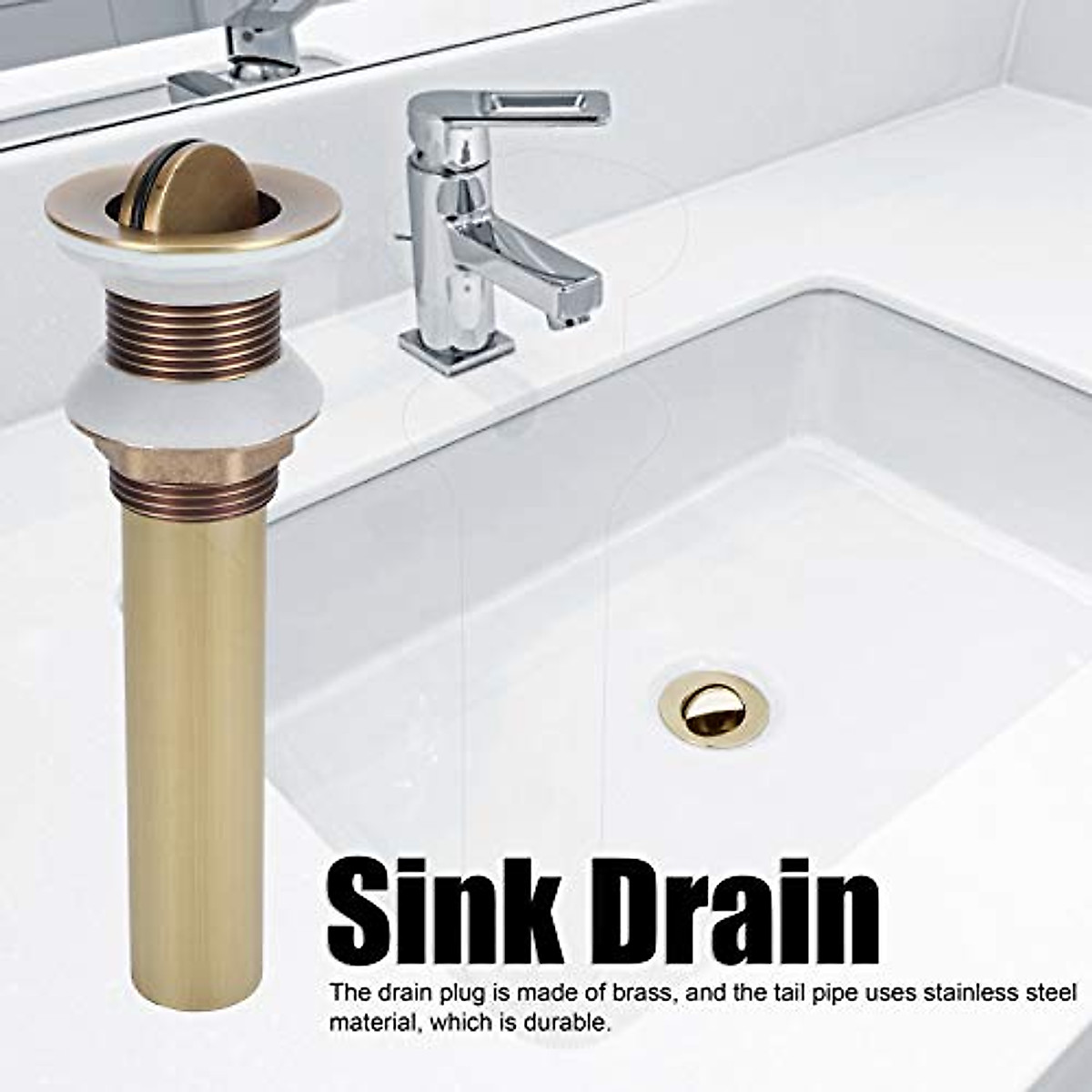 Walfront Antique Flap Hole Sink Drain with NonOverflow Wash Basin Drainer Stopper Accessory for Home Toliet Hotel Bathtub(Without Hole), Launching Accessories