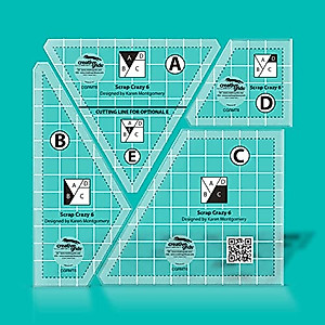 Creative Grids Scrap Crazy 6 Templates Quilt Ruler 4pc Set - CGRMT6