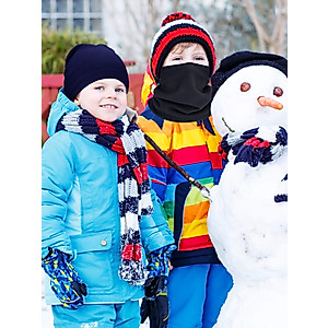 4 Pieces Kids Snood Winter Neck Warmers Fleece Gaiter Windproof Cuellos Cover (Black, Dark Grey, Royal Blue, Navy Blue)