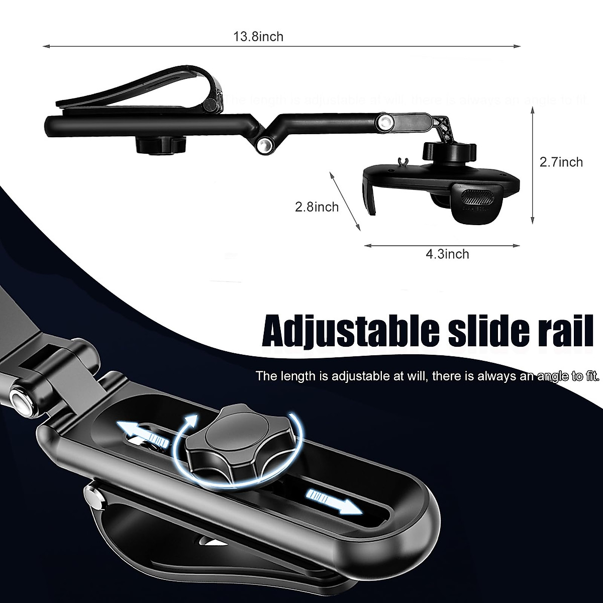 qumHmup Car Phone Holder Mount,360°Rotatable Retractable Car Phone Holder,Multifunctional Adjustable Mount Cell Phone Holder for Car,Universal Phone Holder for Mobile Phones