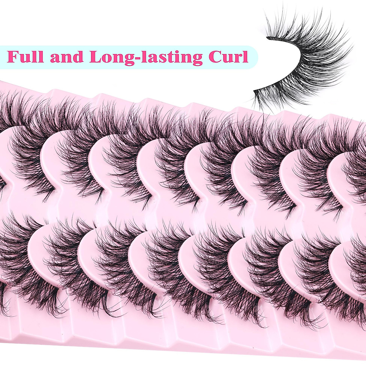 Newcally False Lashes, 9 Pairs Cat Eye False Eyelashes, Wispy Eyelashes, Faux Mink False Eyelashes, 3D Volume Lashes Strips, Handmade Cotton Thin Lash Band, Vegan, Cruelty Free