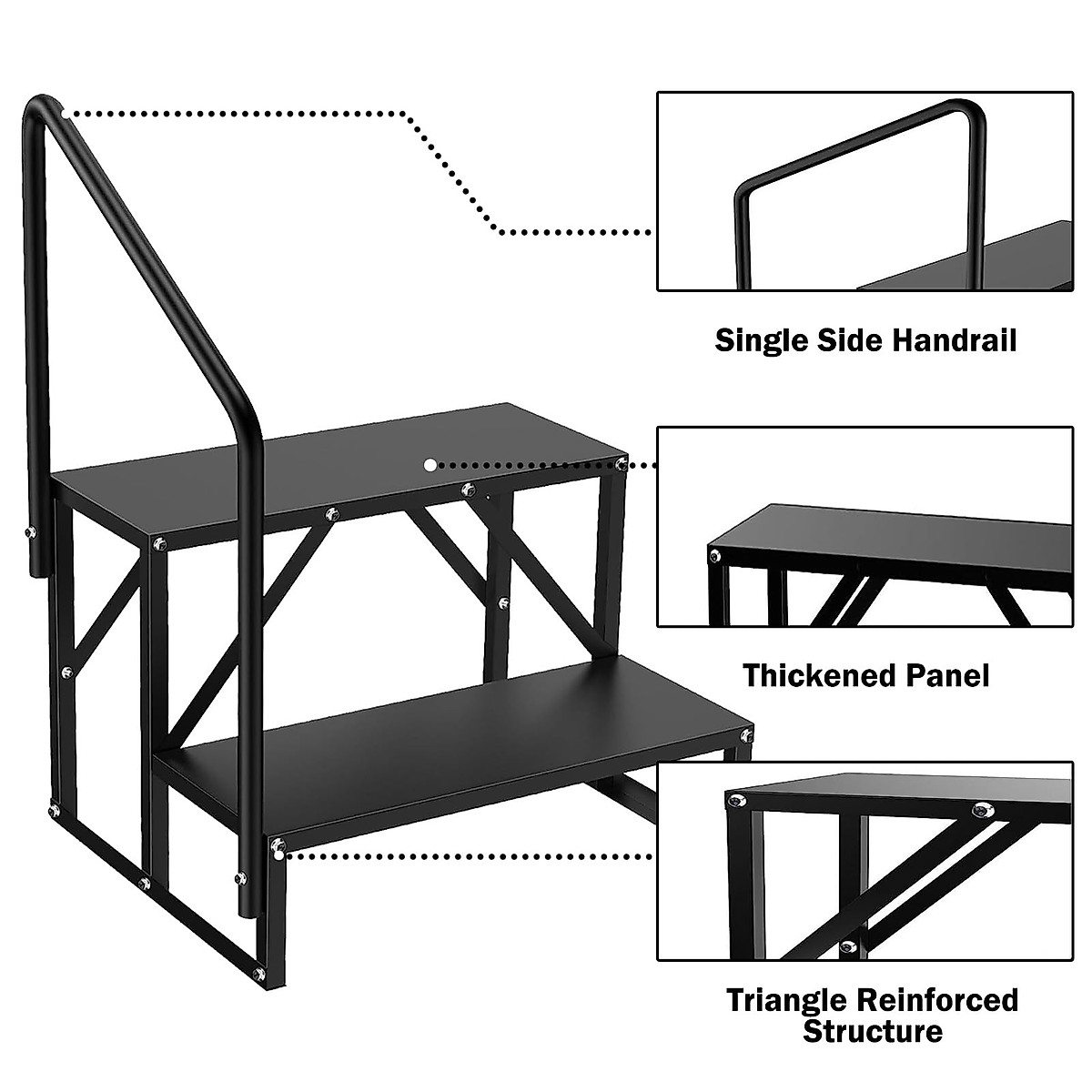 Fruyyzl 2 Step Stool Ladder for Adults, Safety Ladder Bookshelf 440Lbs, Hot Tub Stairs with Handrail, Swimming Pool Ladder Above Ground, Home Decor for Office, Household, Kitchen (2 Step 1PCS)