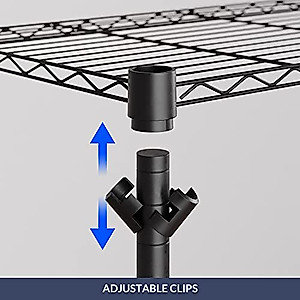 BELLEZE Garment Rack for Hanging Clothes, Clothes Rack with Adjustable Shelf, Freestanding Clothing Rack Closet Organizer Rack with 2 Pairs Side Hooks, Heavy Duty Closet Wardrobe for Bedroom, Black