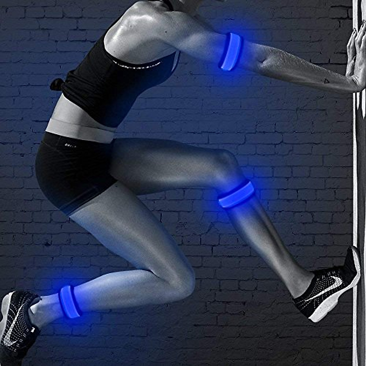 Emmabin [4 Pack LED Slap Armband Lights Glow Band for Running, Replaceable Battery - 4 Modes (Always Bright/Quick Flashing/Slow Flashing/Off), 35cm Glow Bracelets with 4Pcs (Mode: EB-AB4X35)