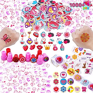 JOYIN 1000+ Valentine Day Hearts Arts and Crafts Party Favor Supplies Accessories (Stickers, Tattoos, Stampers) for Valentine’s School Classroom Rewards Prizes, Exchange Gifts