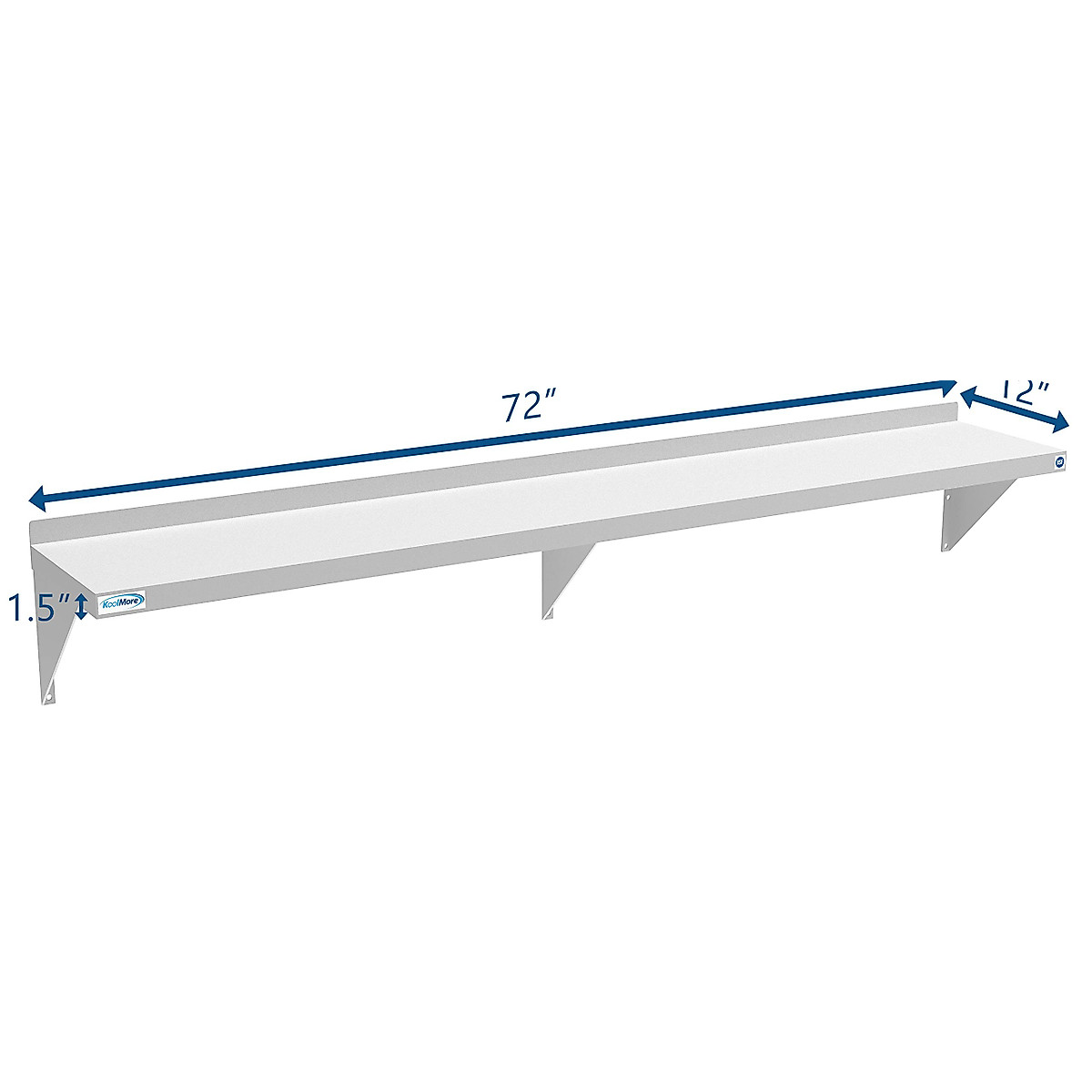 KoolMore NSF Stainless Steel Wall Mount Shelf - Industrial Grade Metal Shelving for Commercial Restaurant Kitchens 12 x 72