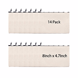 14Pieces 8 x 5 Inch Blank Craft DIY Canvas Pen Pencil Case- Cotton Canvas Invoice Bill Bag Makeup Bag Cosmetic Bag Multipurpose Travel Toiletry Pouch with Black Zipper…