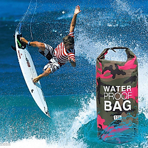 Loovit Waterproof Dry Bag 2L/5L/10L/15L/20L/30L, Roll Top Sack Keeps Gear Dry for Kayaking, Rafting, Boating, Swimming, Camping, Hiking, Beach, Fishing with Free Waterproof Phone Case (Rose red, 20L)