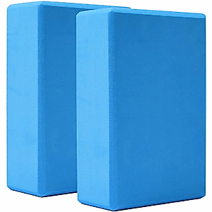 Pigbajie Yoga Blocks 9x6x3, 2 Pack High Density Yoga Brick Foam Blocks to Improve Strength, Flexibility and Balance, Light Weight and Non-Slip Surface, Pilates and Meditation (Gemstone Blue)