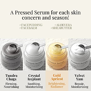Blithe Pressed Serum Gold Apricot Korean Face Moisturizer - Creamy Niacinamide Serum for Natural Glow & Radiance, Freckle Remover & Skin Brightening Cream for Face 0.74 Fl Oz