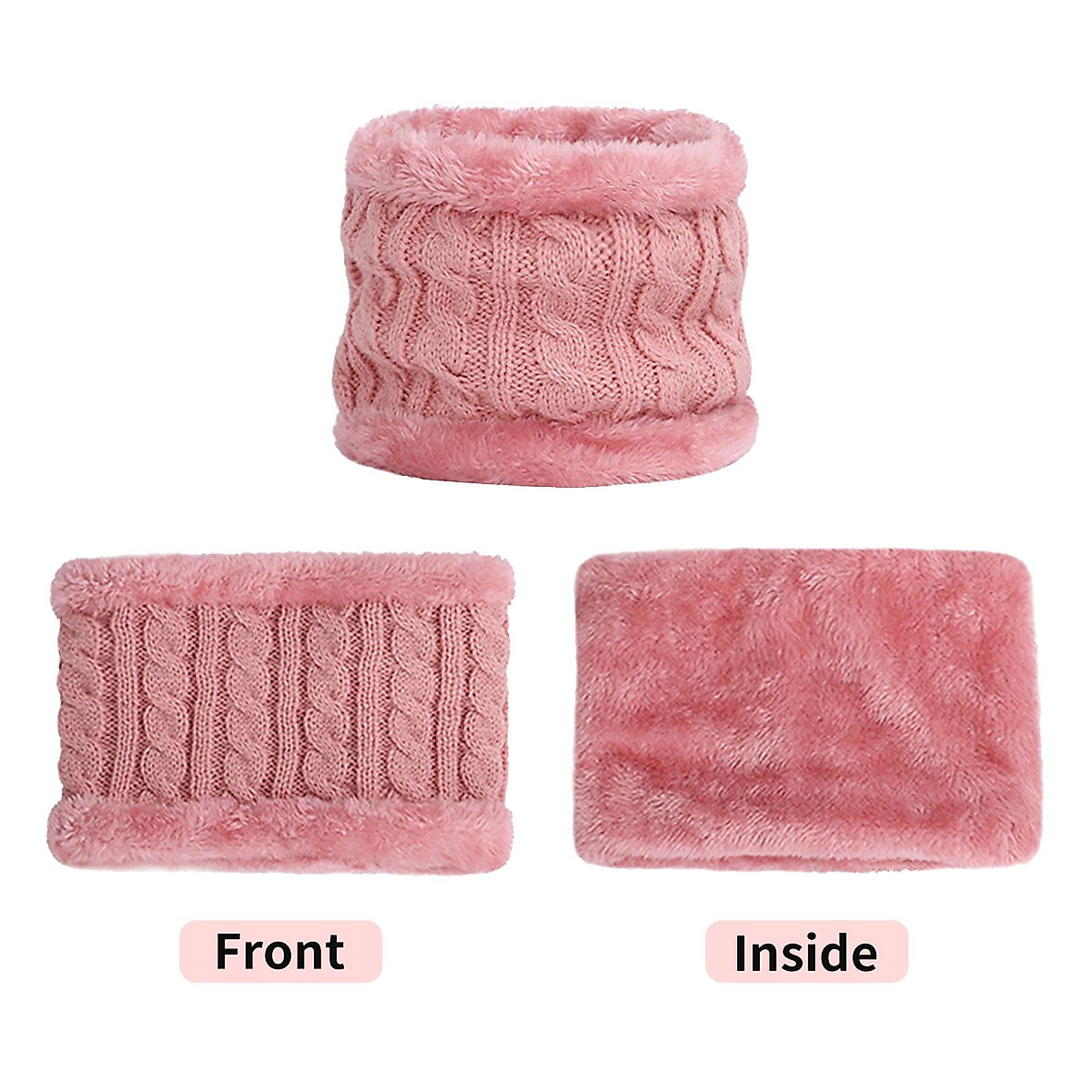 Duoyeree Baby Winter Hat Warm Scarf Gloves Set Pom Knitted Beanie Mitten Scarves for Toddler Girl Boy Beige