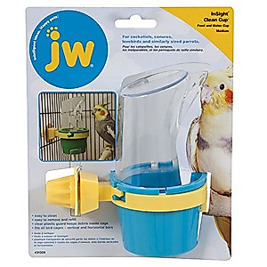 JW Pet Company Clean Cup Feeder and Water Cup Bird Accessory, Medium, Colors May Vary