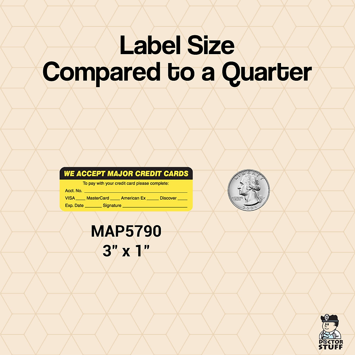 Doctor Stuff - Veterinarian File Folder Chart Labels, We Accept Major Billing and Collection Vet Stickers, Fluorescent Yellow/Black, 3" x 1", 250/Roll, Tabbies Veterinary MAP5790