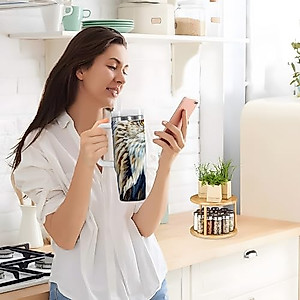 Oil Painting Bald Red Yellow 30-40oz Carryon Tumbler with Lid and Straw Reusable Spill Proof Double Wall Insulated Stainless Steel Water Bottle Travel Mug Cupholder Friendly Vacuum Sealed Tumbler with