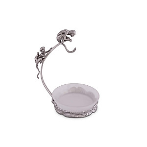 Arthur Court Designs Aluminum Monkey Banana Holder Counter Top Stand with Glass Fruit Bowl 9.5 inch Diameter x 17 inch Tall