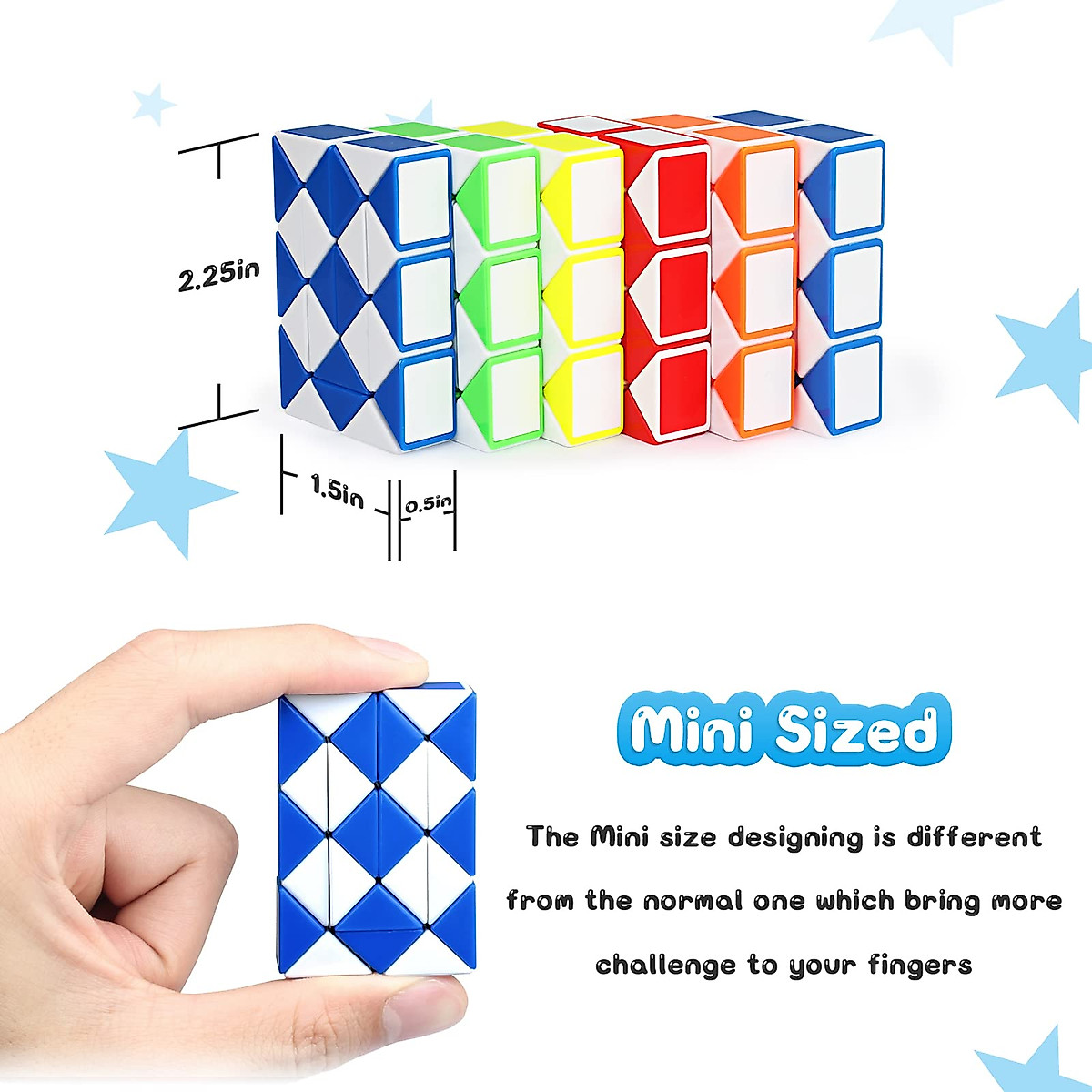 Ganowo Fidget Snake Cube Mini Twist Puzzle(12PACK) -Party Favors, Goody Bag Filler,Carnival Prizes,Classroom Rewards,School,Birthday Gift-Easter Egg Fillers for Kid Brain Teasers Speed Cube