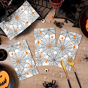 Homlouue 100 PCS Halloween Paper Napkins, Halloween Spider Webs Napkins, Halloween Napkins Disposable for Halloween Party Dinner Decorations Holiday, Halloween Guest Napkins for Home Party Supplies