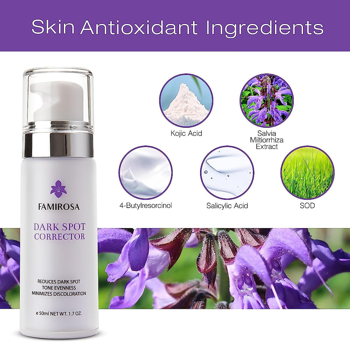 Farmirosa Dark Spot Remover Serum for Face and Body, 50ml, with Kojic Acid, Hyaluronic Acid, and 4-Butylresorcinol