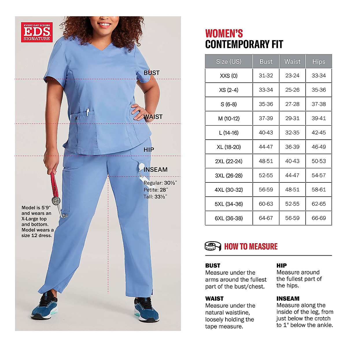 Dickies EDS Signature Women Scrubs Top V-Neck DK880, XS, Ciel