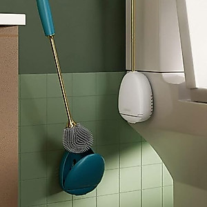 SAAKO Silicone Toilet Bowl Brush Lightweight Wall Mount Toilet Brush and Holder Set Toilet Cleaner Brush Bathroom Deep Clean