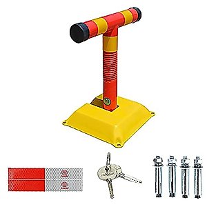 Folding T Shape Parking Space Lock Removable Heavy Duty Steel Parking Barrier Spring Collision Avoidance Garage Parking Blocker