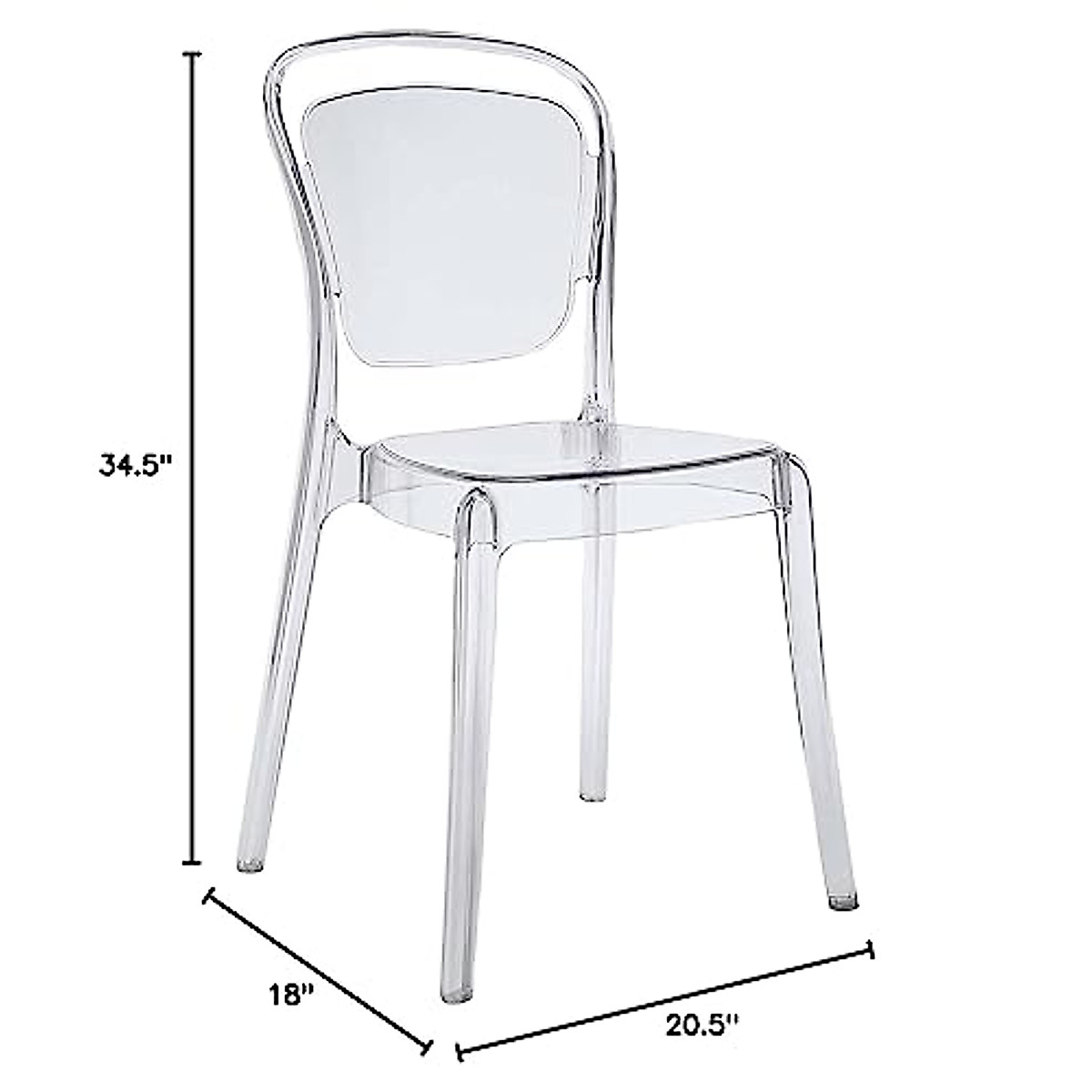 Modway Entreat Modern Acrylic Kitchen and Dining Room Chair in Clear - Fully Assembled