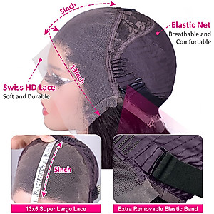 Wingirl 220 Density HD Lace Front Wigs Human Hair Pre Plucked 13x5 Transparent Body Wave Lace Frontal Wig with Baby Hair 12A Glueless Human Hair Wigs for Women Black Color 24 Inch