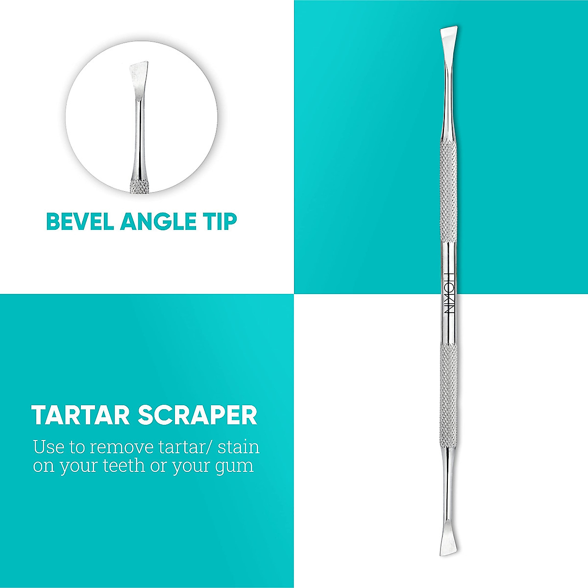 Dental Tools by HOKIN Plaque Remover Teeth Cleaning Tool Dental Care Kit Tooth Filling Repair Set Stainless Steel Dental Picks for Men Women Kids and Pet Care (5 Pcs)